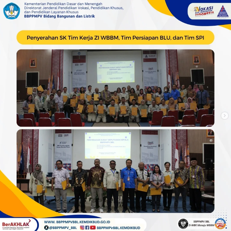 Penyerahan SK Tim ZI WBBM – BBPPMPV BBL
